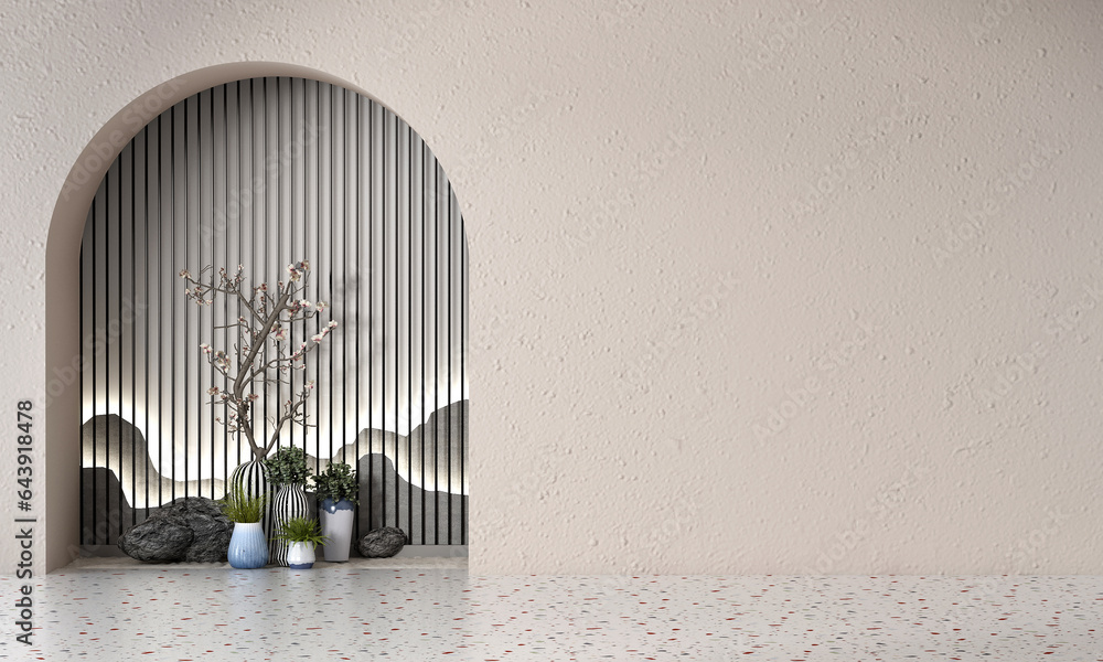 Modern living room and arch wall pattern background, indoor interior ...