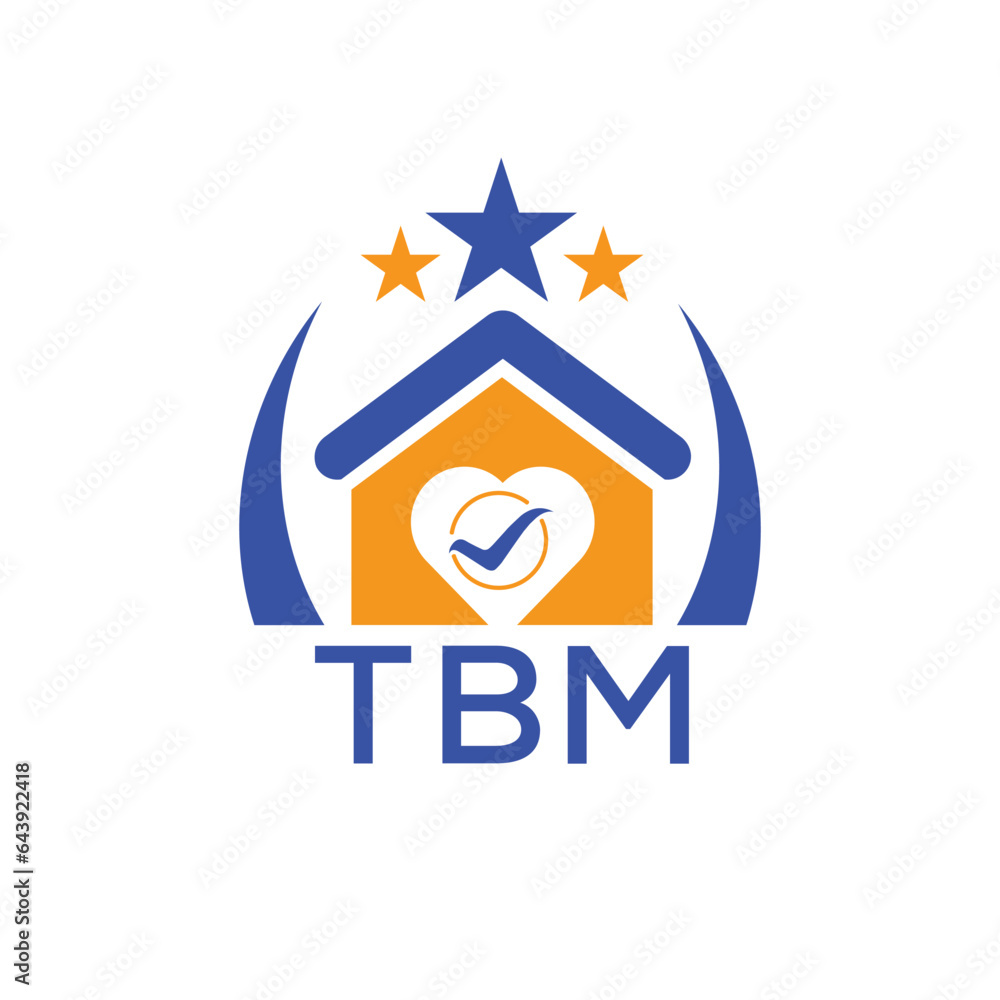 TBM House logo Letter logo and star icon. Blue vector image on white ...
