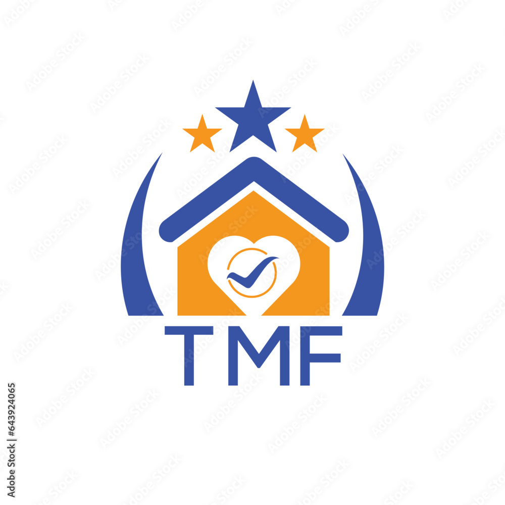 TMF House logo Letter logo and star icon. Blue vector image on white ...