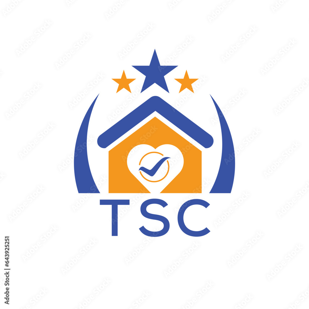 TSC House logo Letter logo and star icon. Blue vector image on white ...