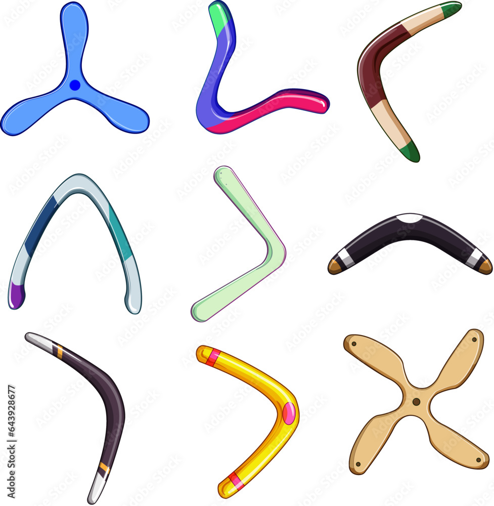 boomerang set cartoon. throwing symbol, business consequence, kangaroo ...