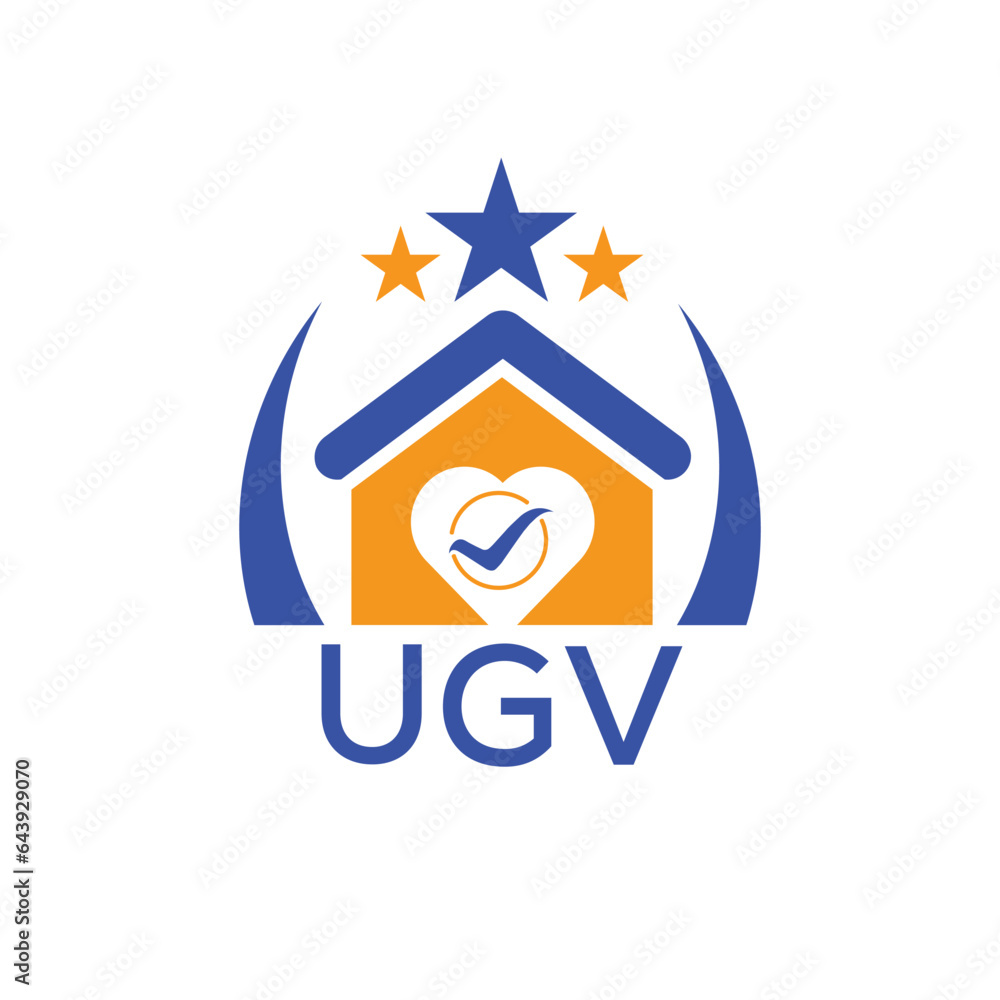 UGV House logo Letter logo and star icon. Blue vector image on white ...