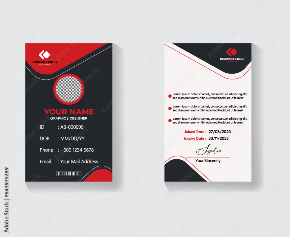 vector abstract id,badge template,corporate id card,office id card ...