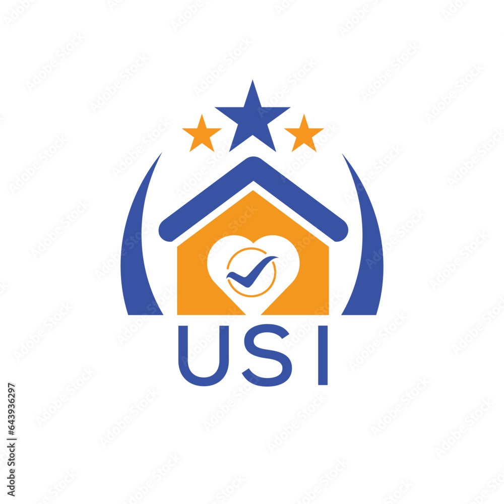 USI House logo Letter logo and star icon. Blue vector image on white ...
