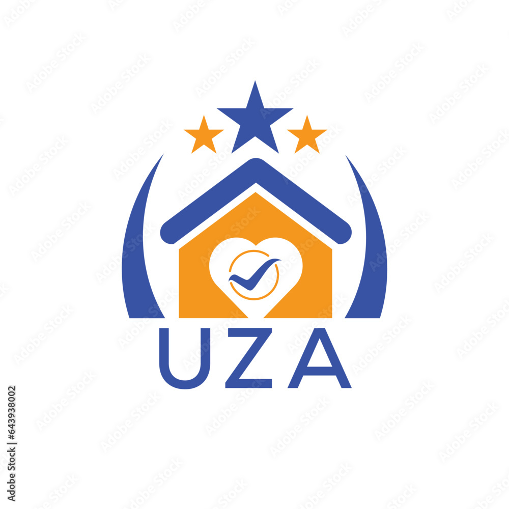 UZA House logo Letter logo and star icon. Blue vector image on white ...
