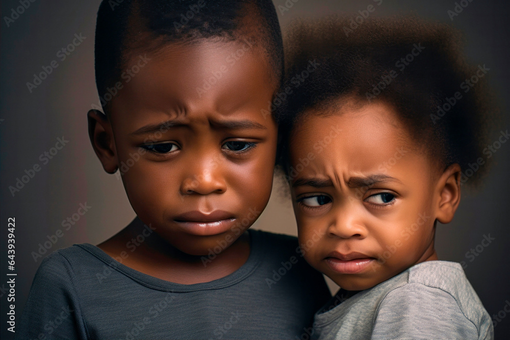 sad kids, the oldest kid comfort her sibling. Stock Photo | Adobe Stock
