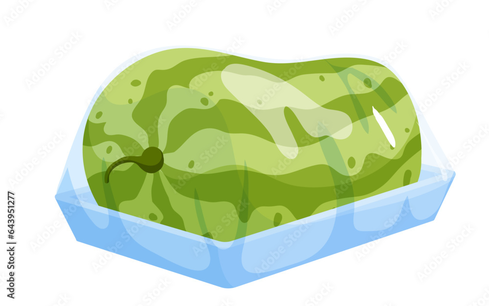 Watermelon in plastic tray vector illustration. Cartoon isolated ...