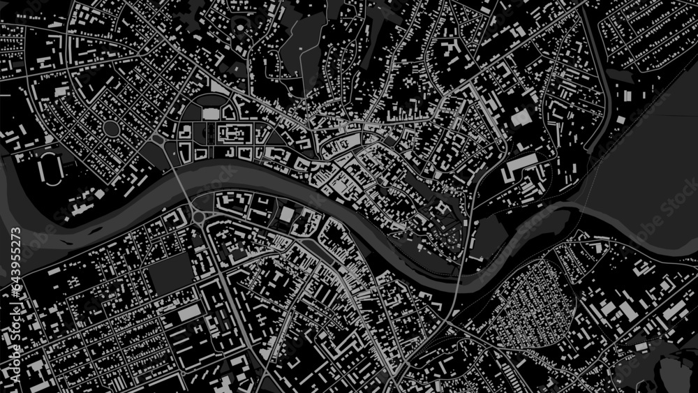 Map of Uzhhorod city, Ukraine. Urban black and white poster. Road map ...