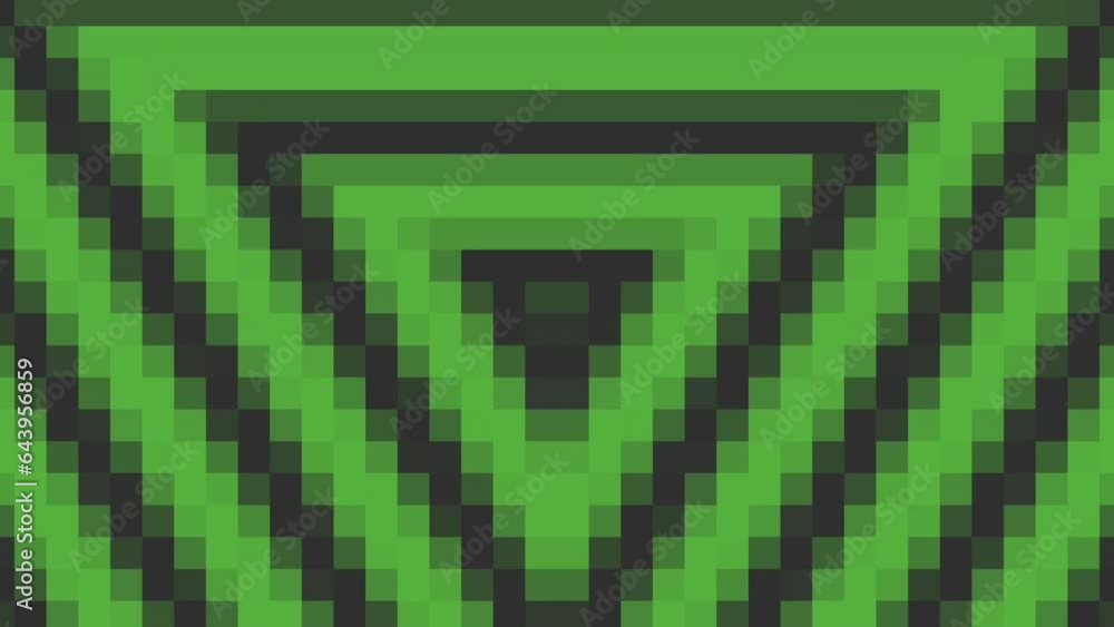 Vibrant pixel art design featuring a green triangle composed of ...
