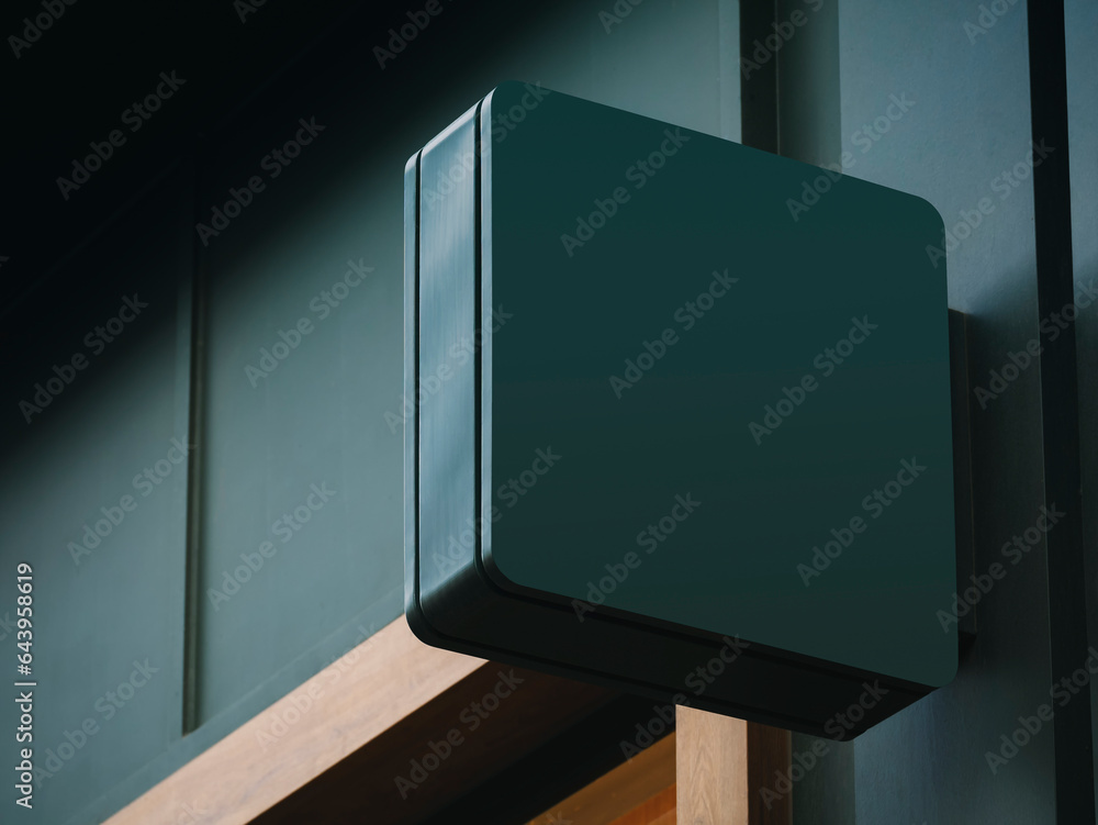 Blank black square Signage shop logo design Mock up Stock Photo | Adobe ...