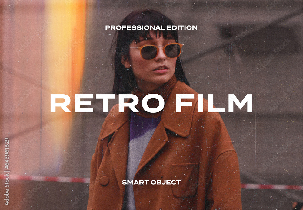 Retro Film Photo Effect Mockup Template Grain Overlay Print Stock ...