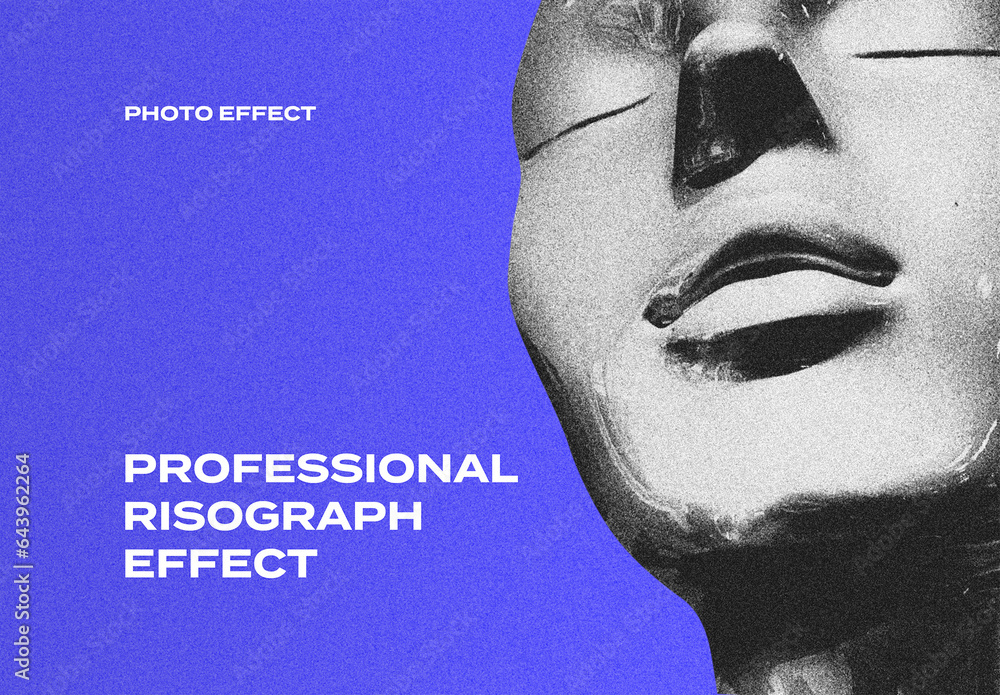 Grain Risograph Photo Effect Mockup Template Paper Texture Overlay ...