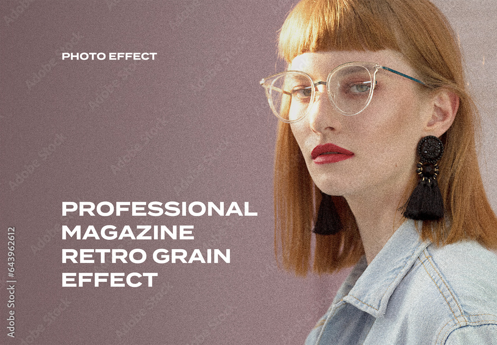 Magazine Retro Grain Risograph Photo Effect Mockup Template Paper ...