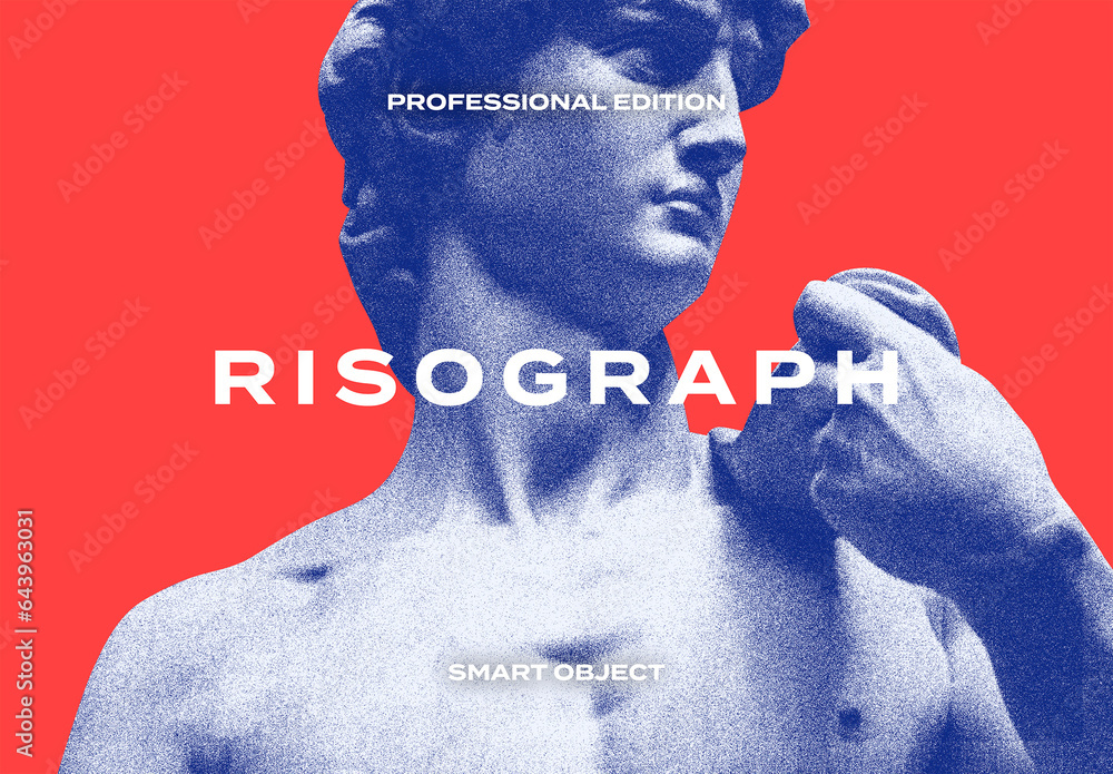 Grain Risograph Photo Effect Mockup Template Paper Texture Overlay ...