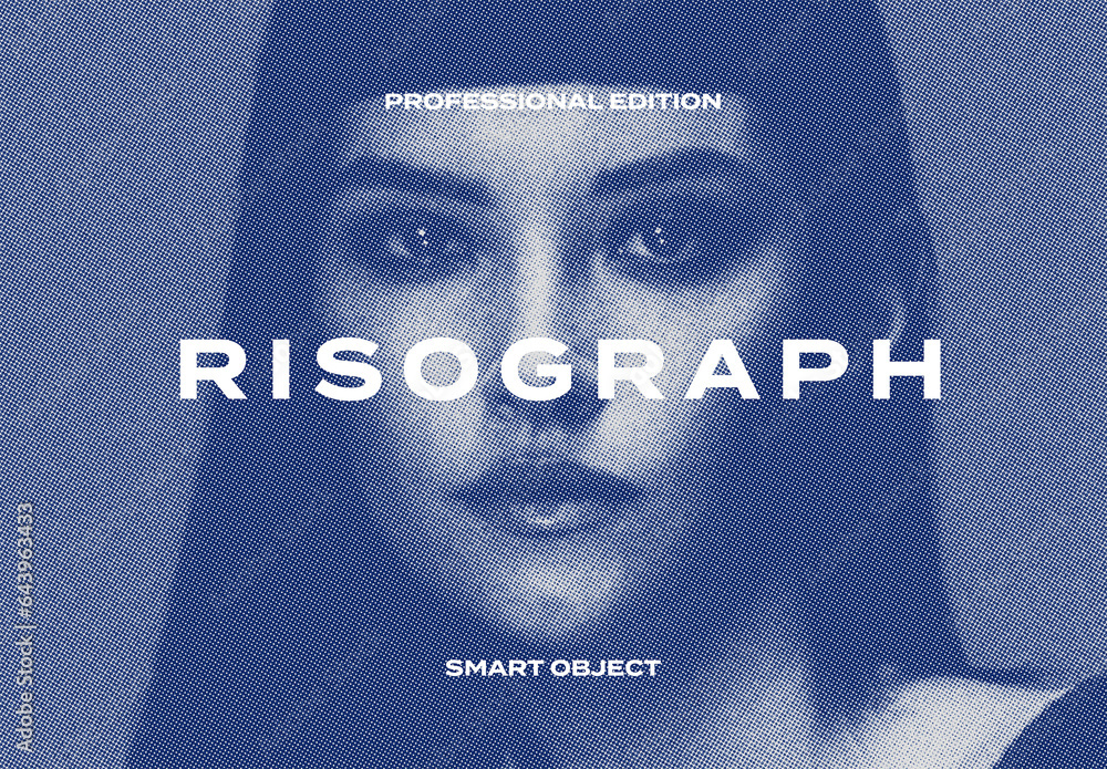 Grain Risograph Photo Effect Mockup Template Paper Texture Overlay ...