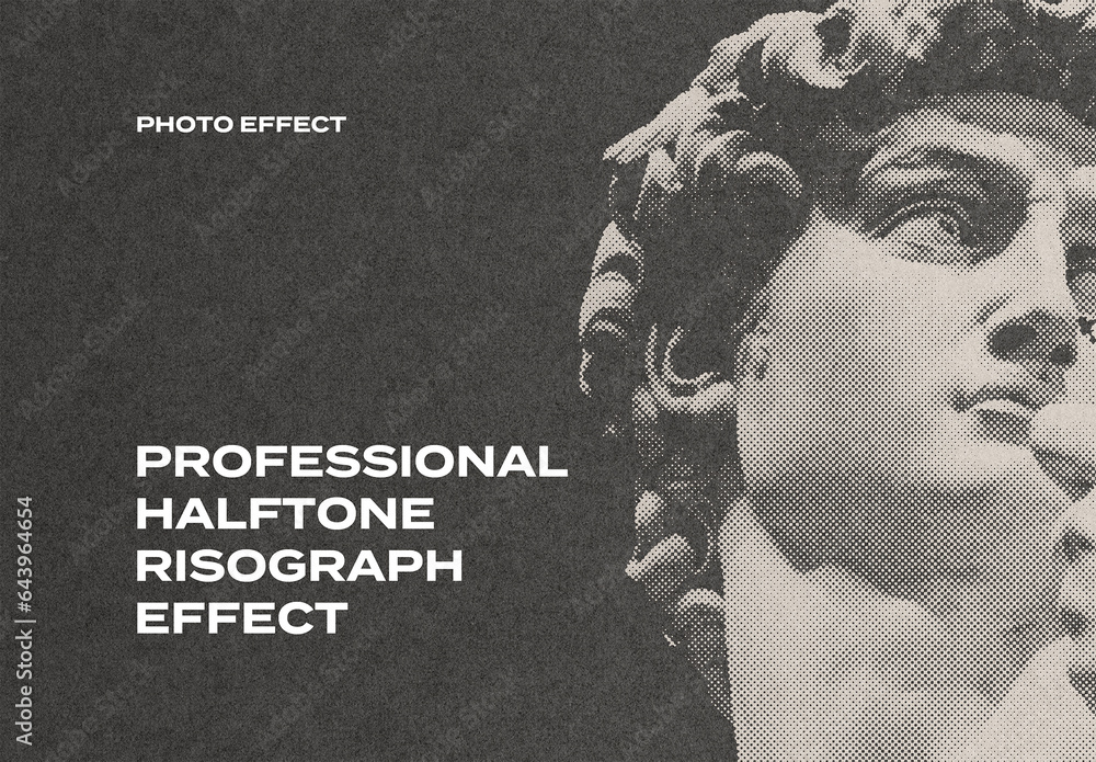 Halftone Risograph Photo Effect Mockup Template Paper Texture Overlay Print Stock Template ...