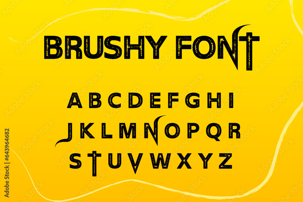 Brushy vector brush style font, alphabet, typeface, typography. Global ...