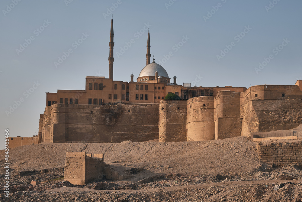 The Great Mosque of Muhammad Ali Pasha or Alabaster Mosque and walls of ...