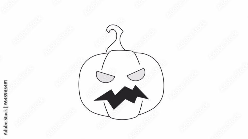 Scary pumpkin halloween devious laugh bw 2D character animation ...