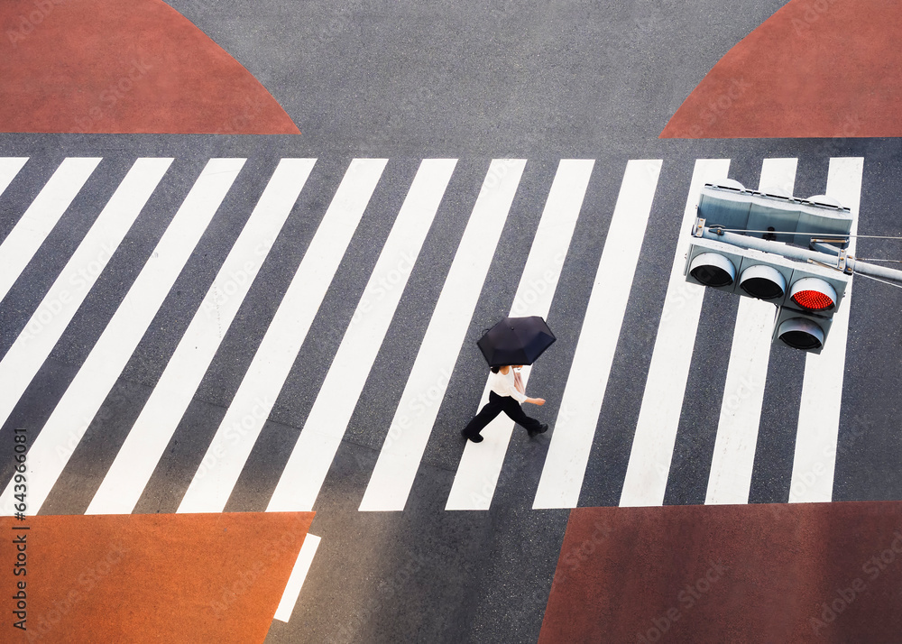 People walking on crosswalk City street Traffic light Urban scene Stock ...