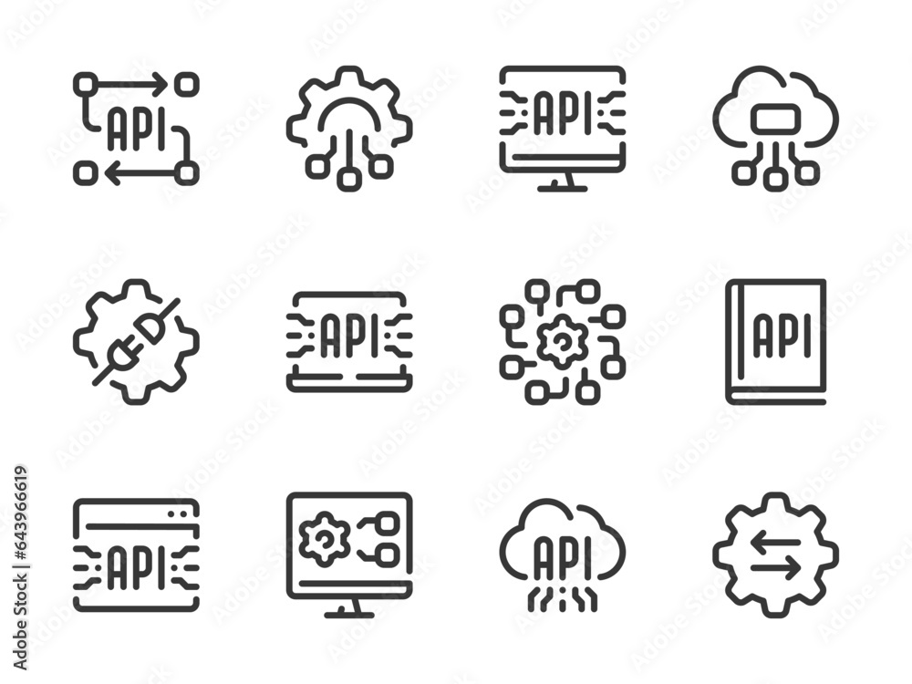 Api Software Development And Data Integration Vector Line Icons Application Programming