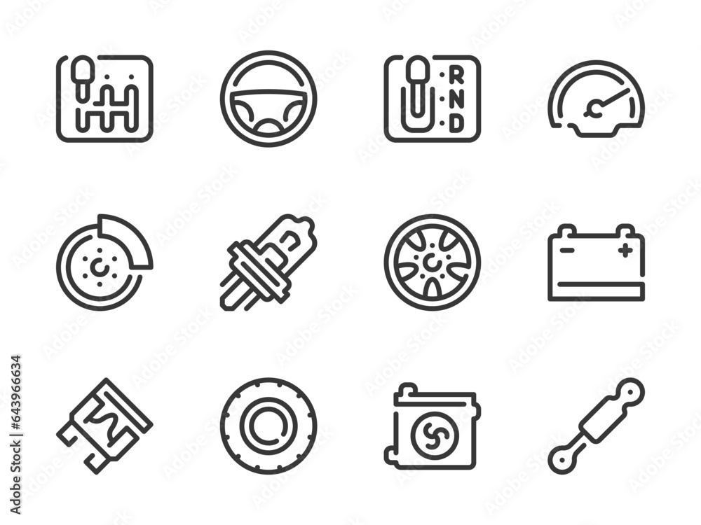 Car parts and Vehicle repair vector line icons. Auto service and ...