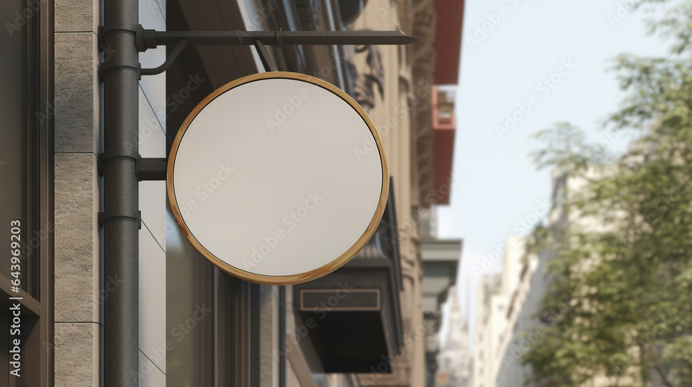 Generative AI, coffee shop street signboard mock up for logo design ...