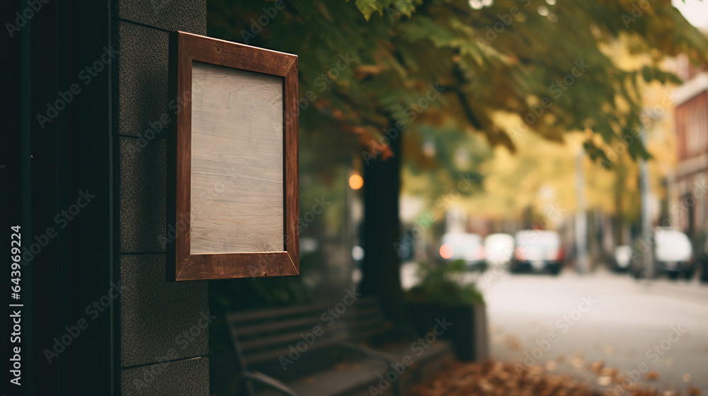 Generative AI, coffee shop street signboard mock up for logo design ...