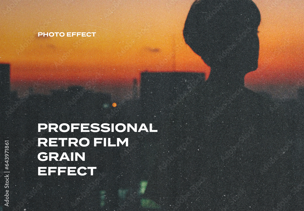 Retro Film Overlay Grain Photo Effect Mockup Template Paper Texture ...