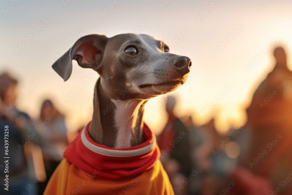 Medium shot portrait photography of a curious italian greyhound dog ...