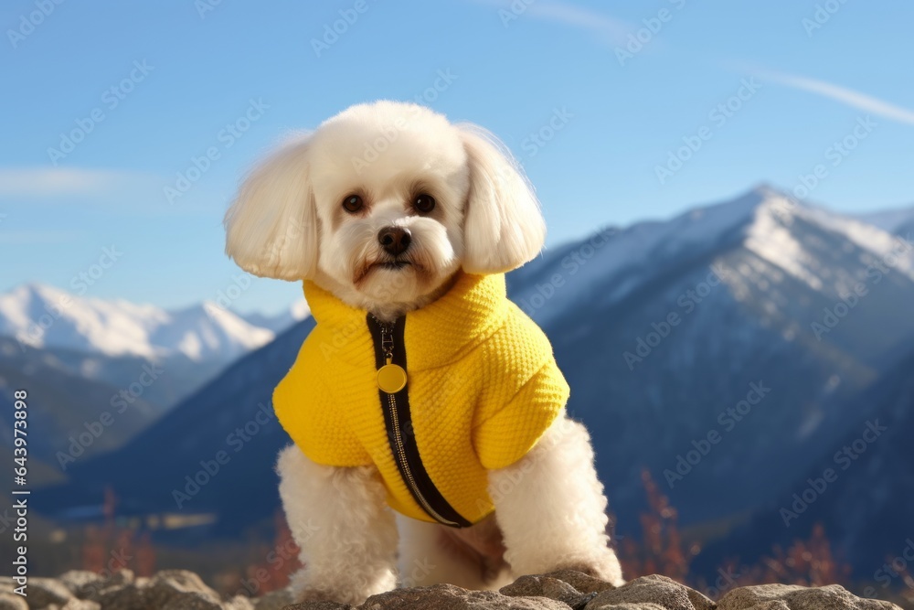 Photography in the style of pensive portraiture of a curious bichon ...