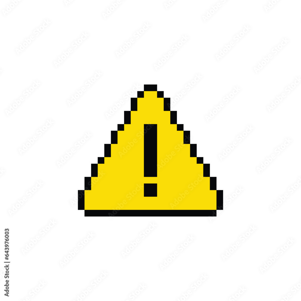 alert icon 8 bit, pixel art attention sign dangerous icon for game logo ...