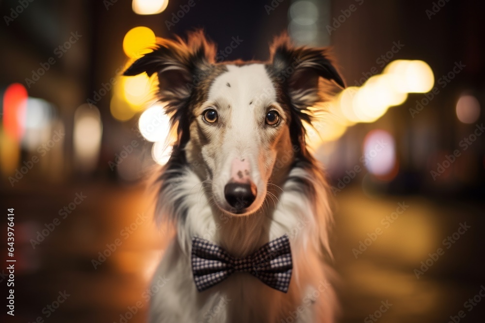Headshot portrait photography of a funny borzoi scratching wearing a ...
