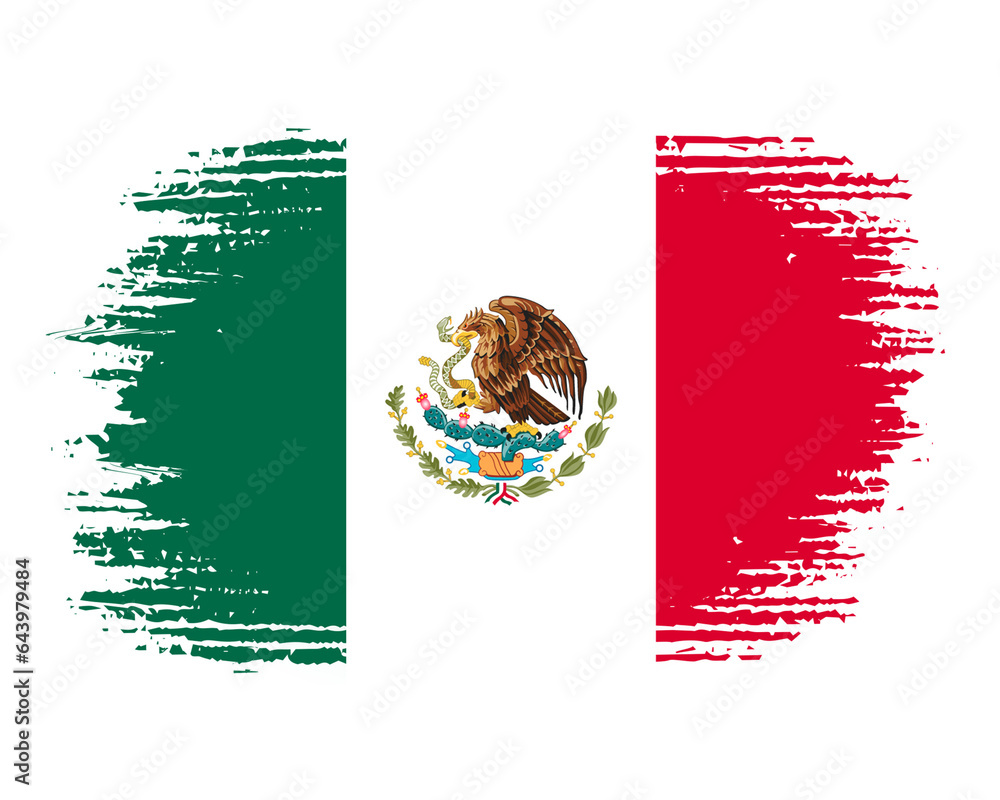 mexico flag design brush stroke flag mexico png ile Stock Illustration ...