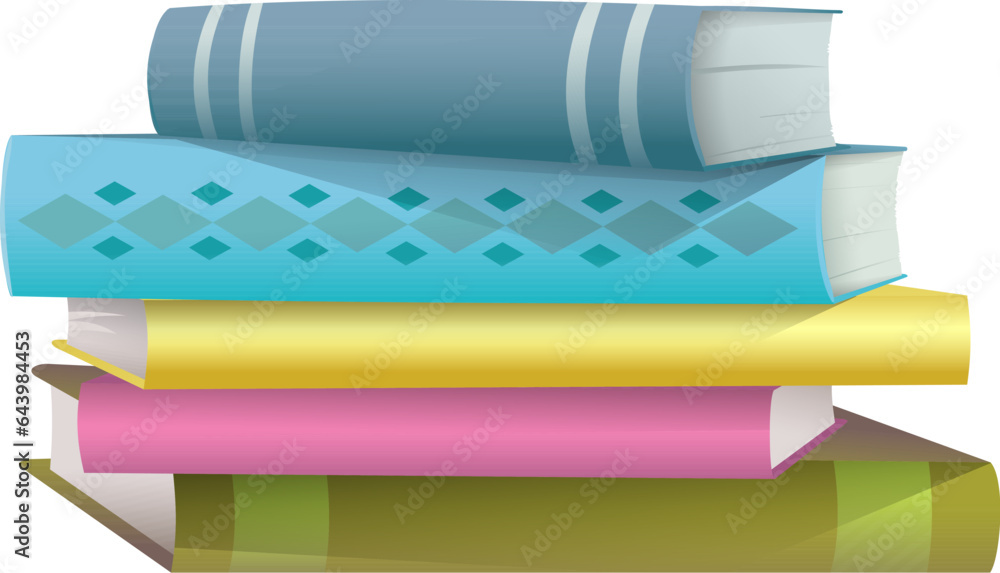 Cute cartoon book stack isolated. Pile of colorful books design for ...