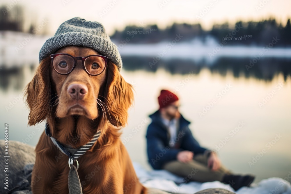 Close-up portrait photography of a cute cocker spaniel sitting on his ...