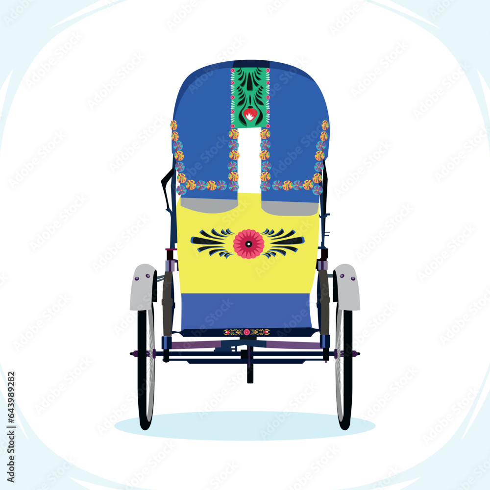 Colorful rickshaw backside illustration. Bangladeshi Rickshaw art. Tri ...