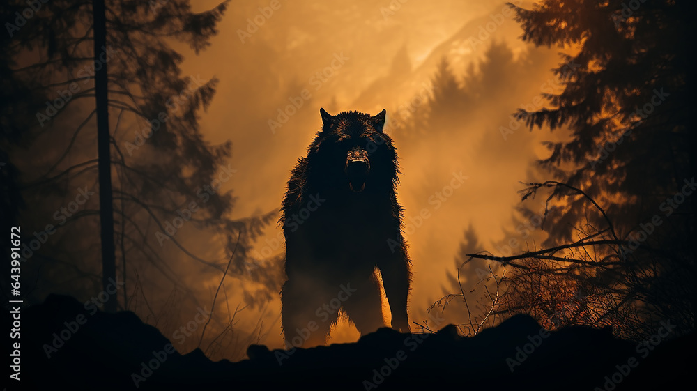 werewolf silhouette fear horror in the forest ghoul ancient horror ...
