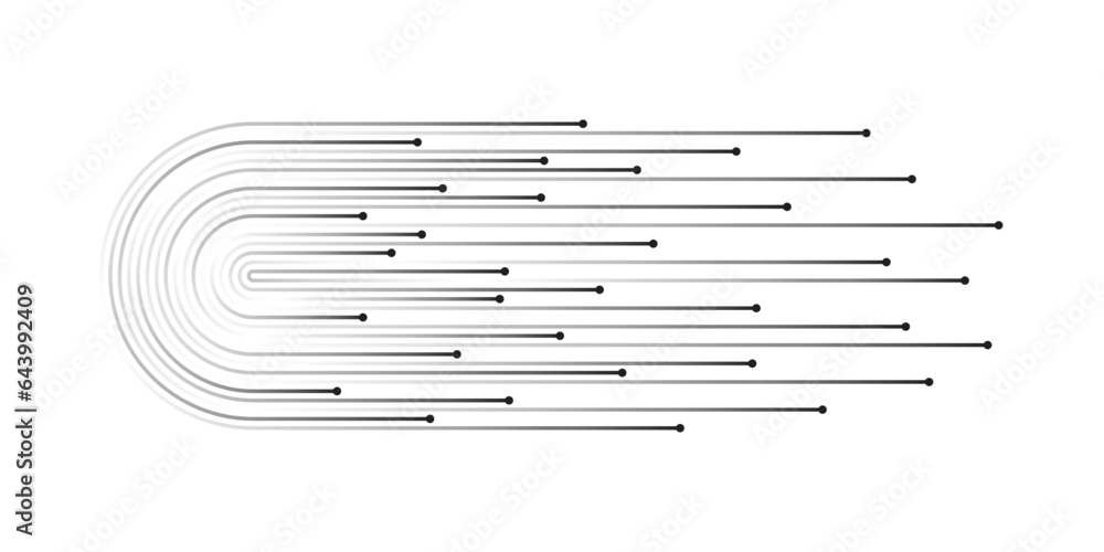 Vetor de Vector half circle lines flowing dynamic pattern black fade ...