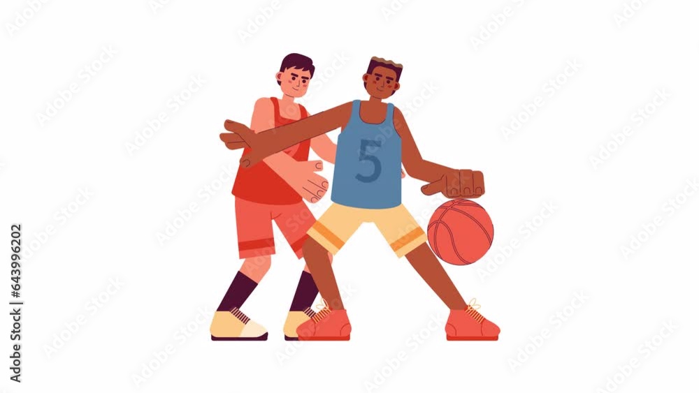 Basketball player dribbling cartoon animation. Ball interception in ...