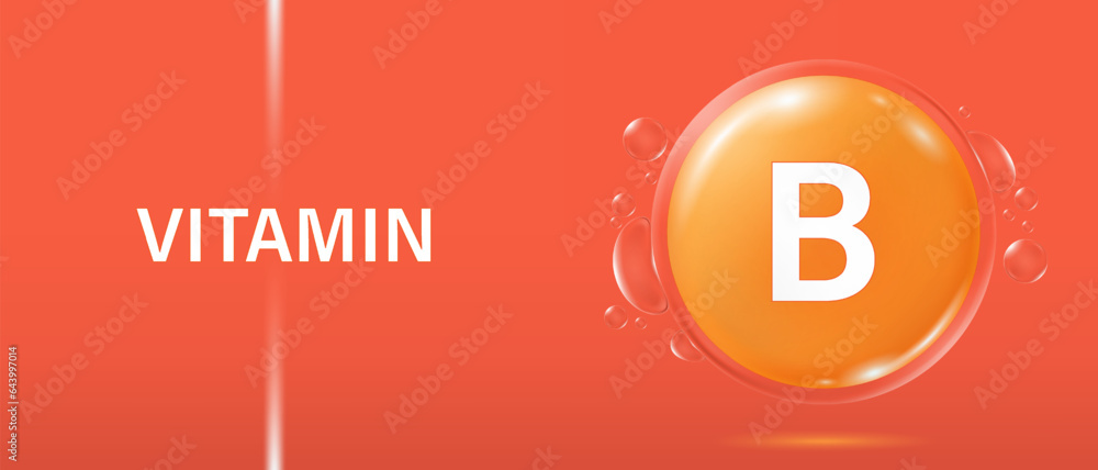 Vitamin B complex in bubble concept. Vitamins complex banner for ...