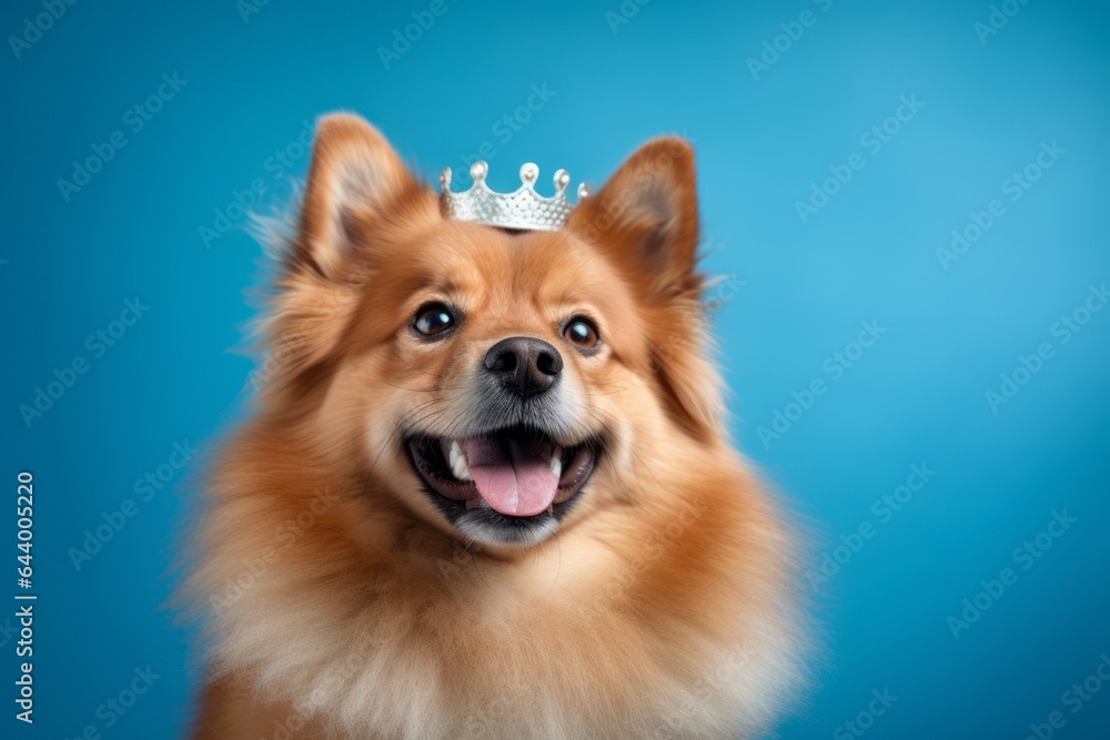 Environmental portrait photography of a cute finnish spitz chewing ...