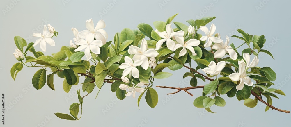 Jasminum sambac a shrub plant of the Oleaceae family is native to ...