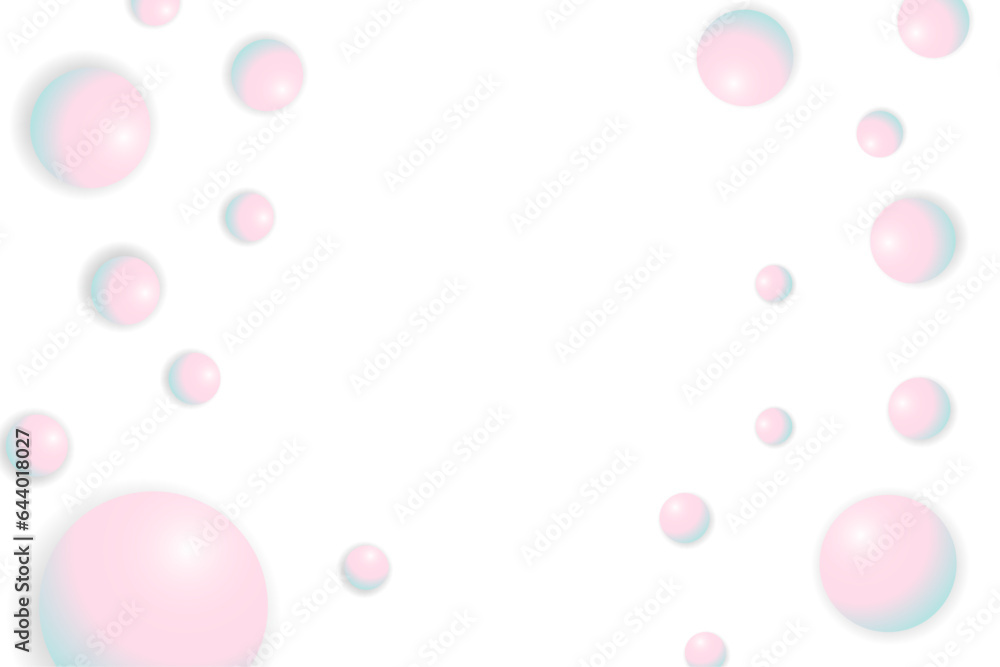 Cute Pink 3d bubble spheres on transparent background. Frame of pink ...