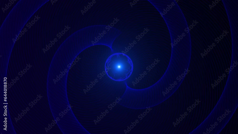 Abstract lines dark blue vortex background with motion of a shiny ...