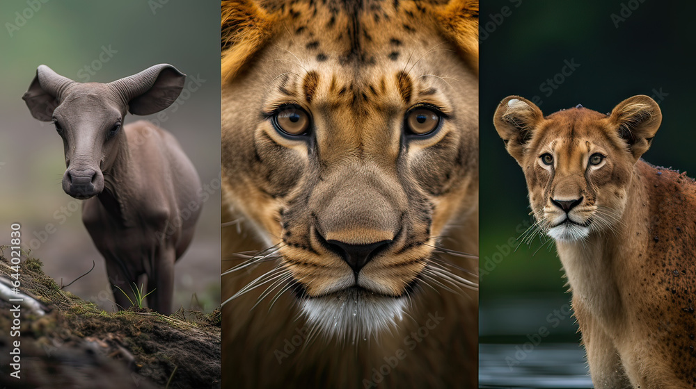 In the Wild, animals in their natural habitats, depicting the diversity ...