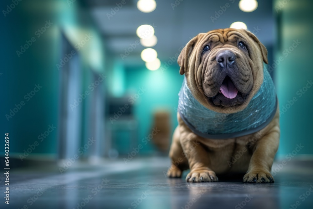 Close-up portrait photography of a smiling chinese shar pei dog ...