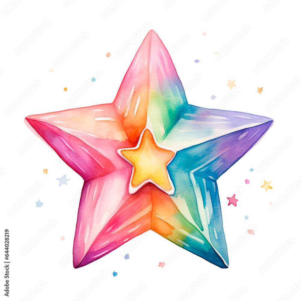 rainbow colored star isolated on transparent background, generative AI ...