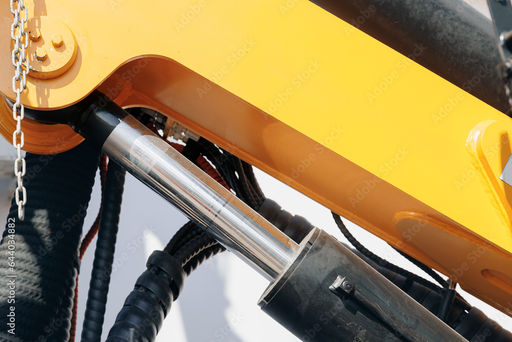 Pneumatic piston for machinery technology. Concept machine for lifting ...