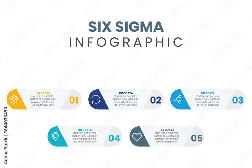 Six sigma process diagram colorful infographic template vector Stock ...